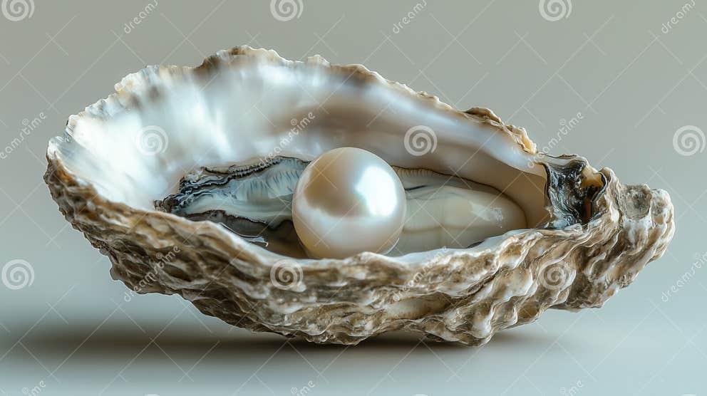 A Large Smooth Shiny Pearl in an Open Oyster Shell Stock Image - Image ...