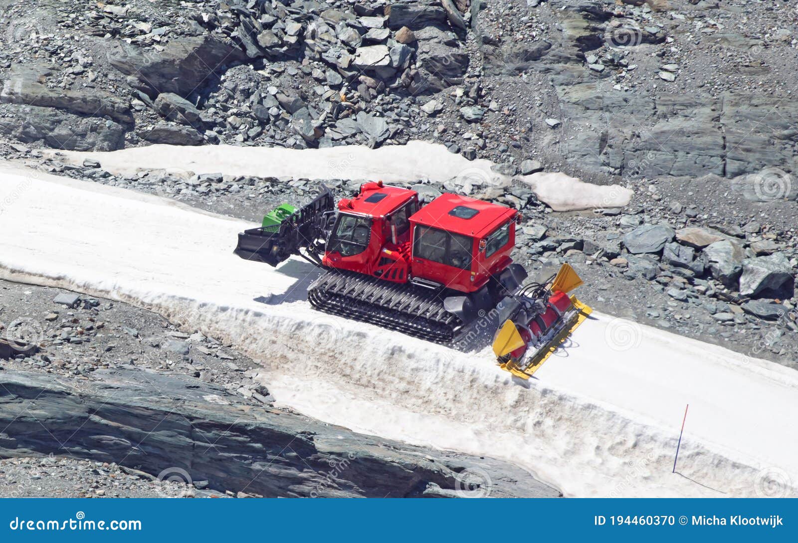Large Snowmobile on a Track of Snow Stock Photo - Image of ...
