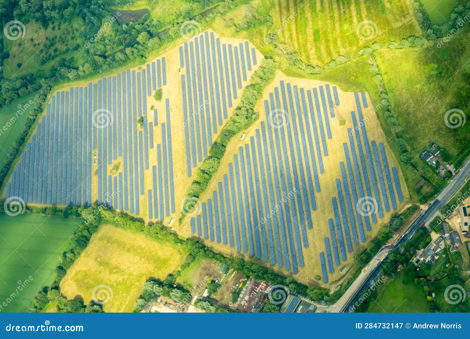 Large Solar Farm from the Air Stock Image - Image of perspective ...