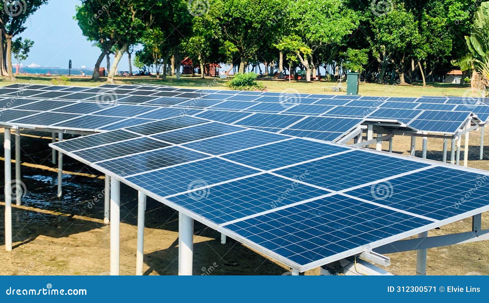 A Large Solar Panel Array is Installed in a Park Editorial Photo ...