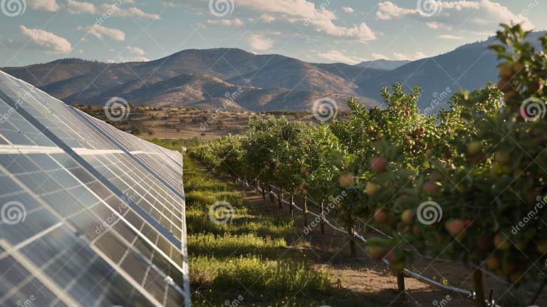 A Large Solar Panel Array Providing Energy for a Windbreak Fence To ...