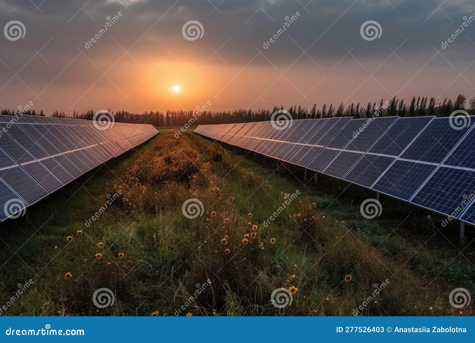 Large Solar Panel Field. Generative AI Stock Illustration ...