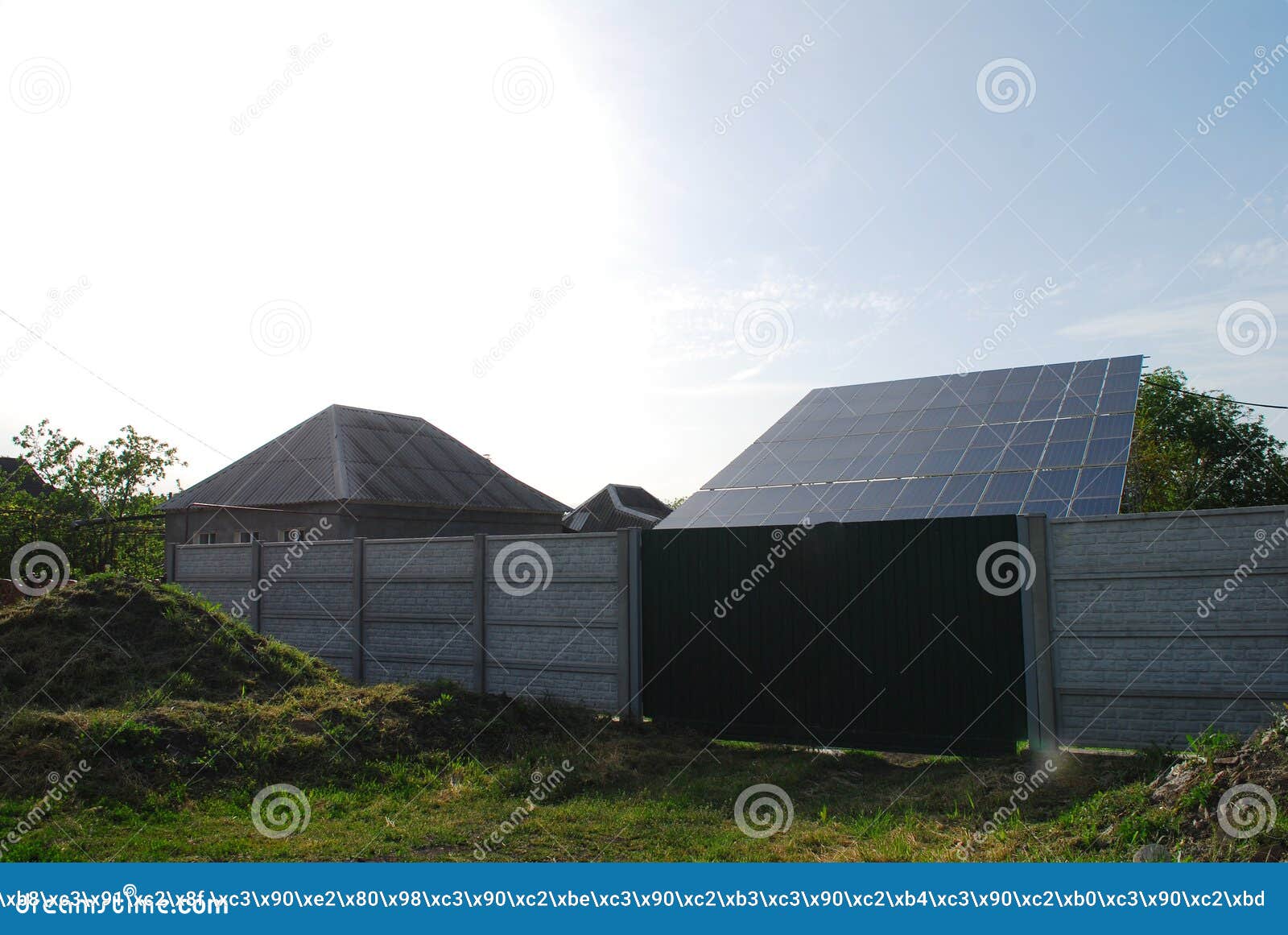 Large Solar Panel on a Plot of Land Near the House. Autonomous ...