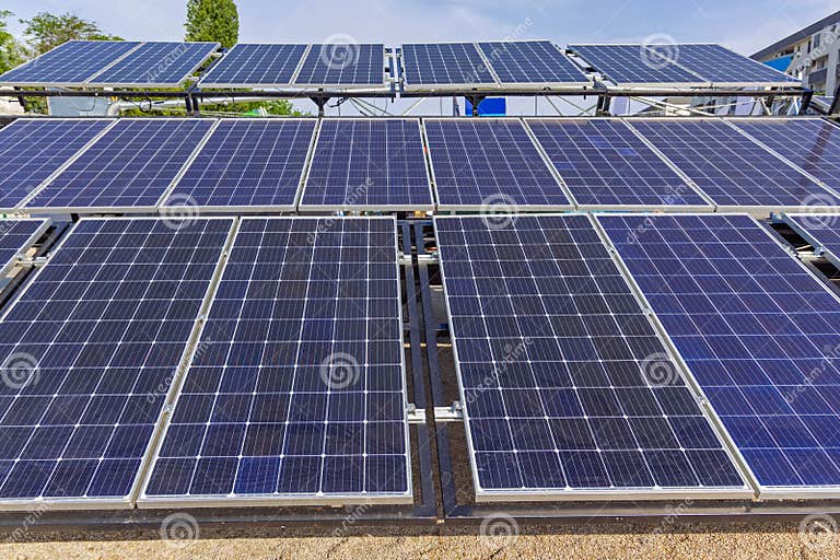 Large Solar Panels Array stock image. Image of power - 252027023