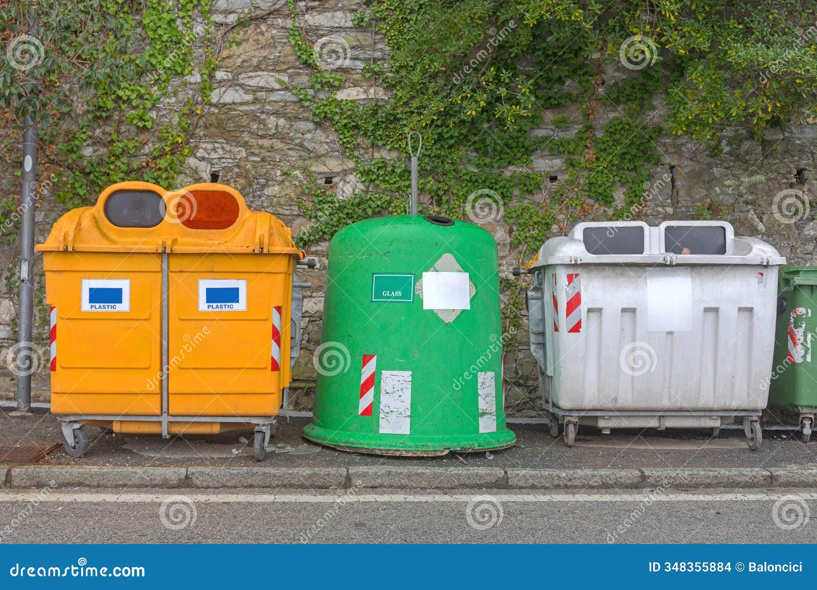 Large Sorting Recycling Bins Stock Photo - Image of street, europe ...