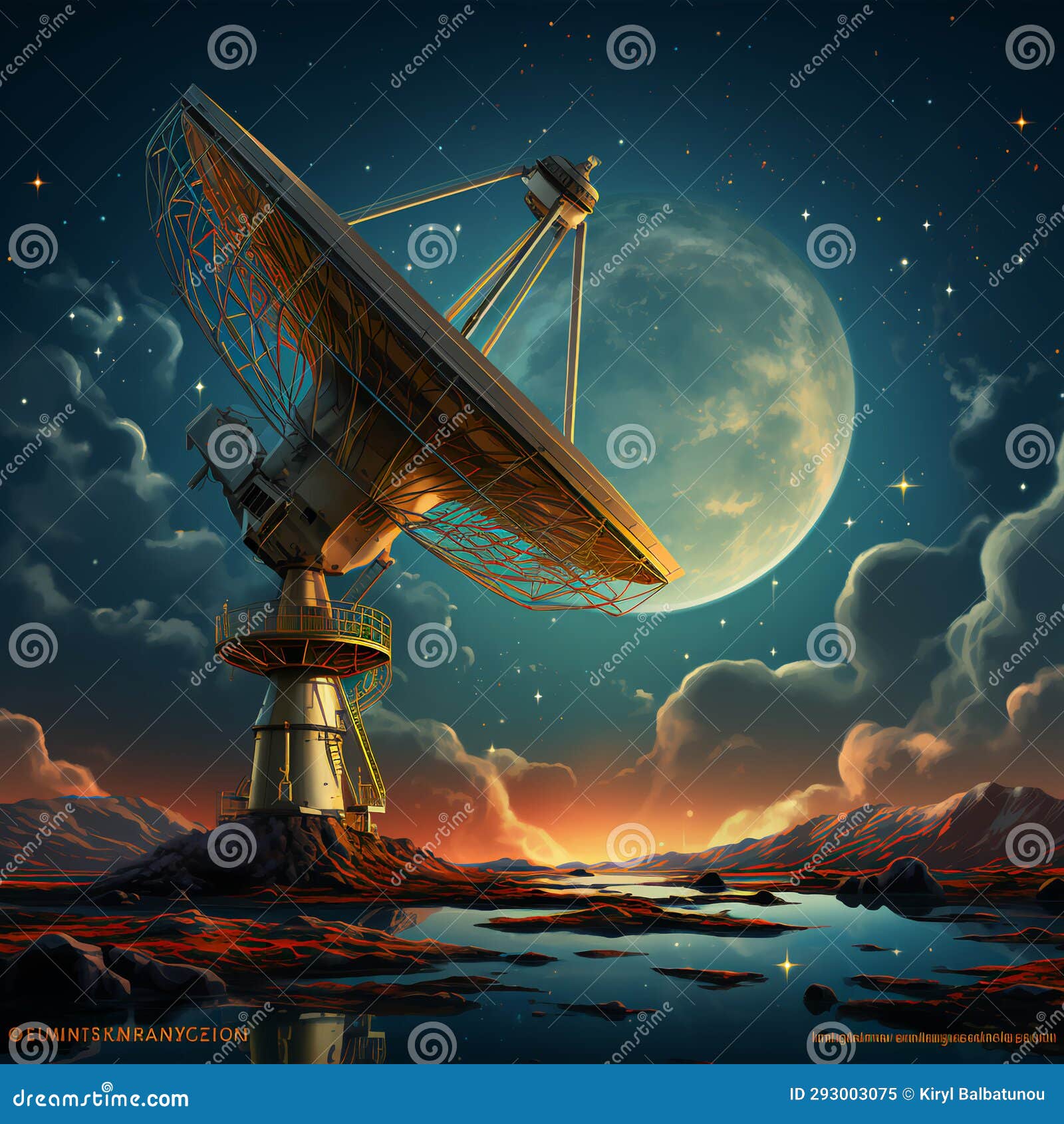 Large Space Satellite Dish, Radar Stock Illustration - Illustration of ...