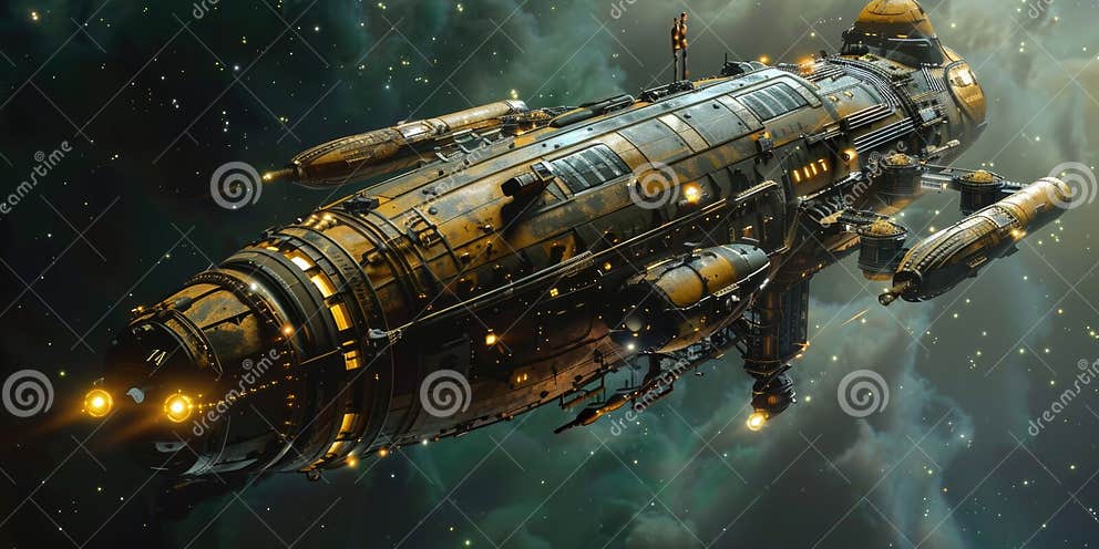 A Large Space Ship in the Middle of a Galaxy. Suitable for Sci-fi ...