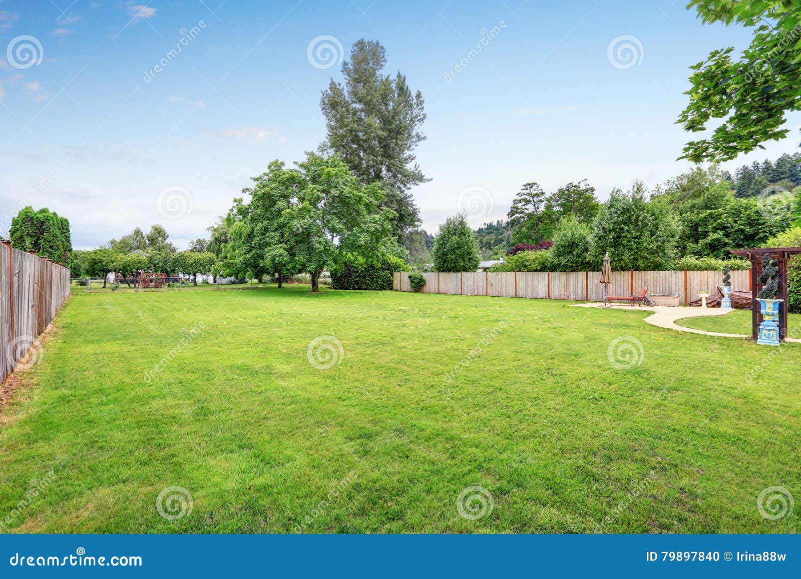 Large Spacious Backyard Area, Filled with Green Grass Stock Photo ...