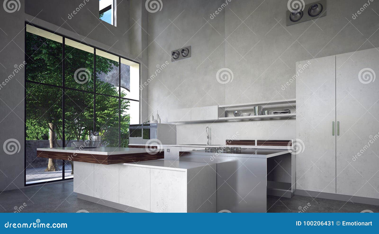 Large Spacious Modern Luxury Kitchen Interior Stock Illustration ...
