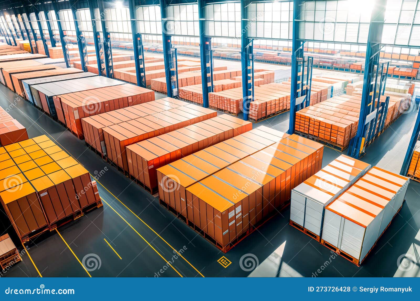 A Large, Spacious, Modern Warehouse of Goods, Top View. Generative AI ...