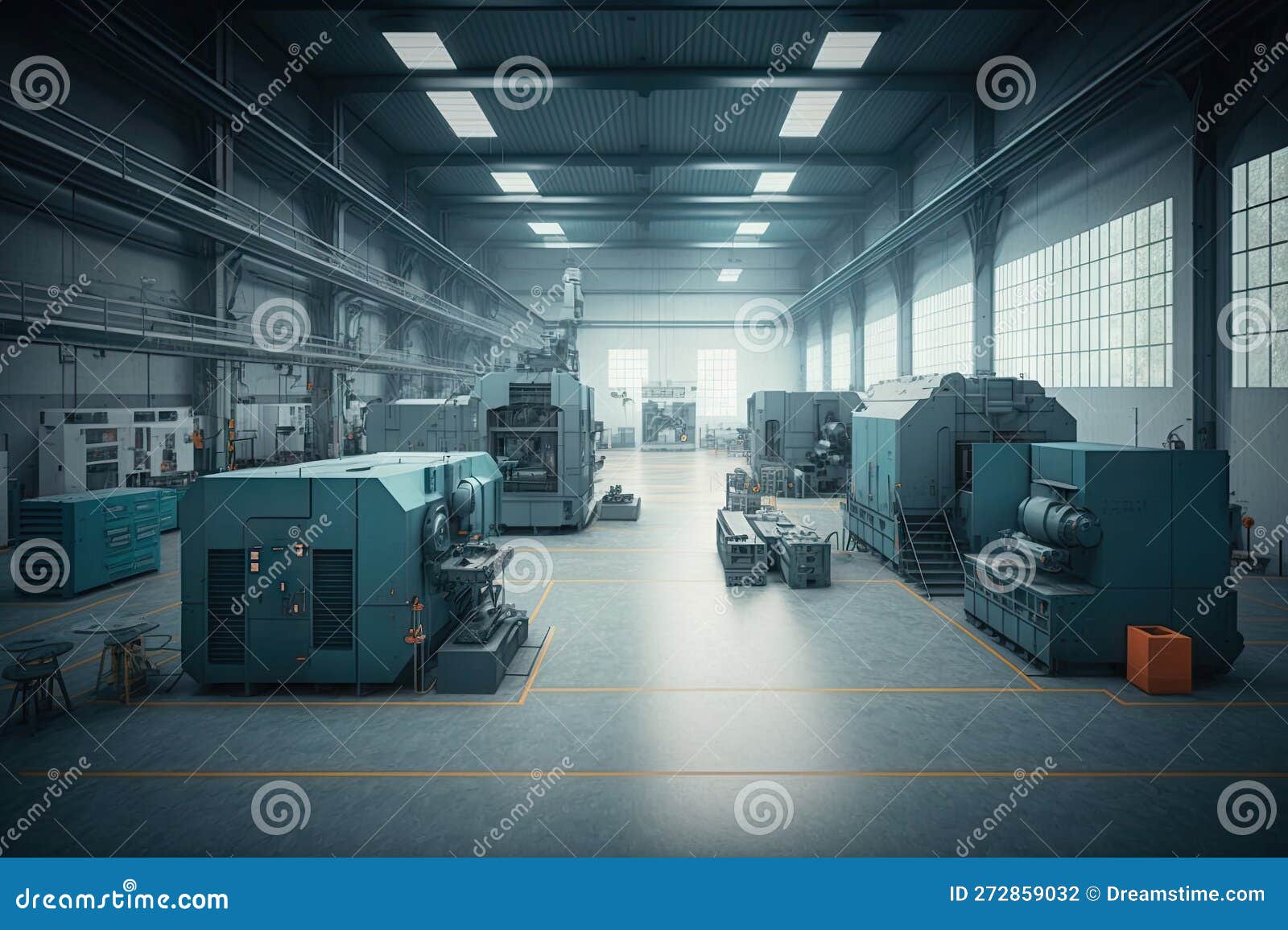 Large Spacious Workshop with Factory Equipment in Concept of Future ...