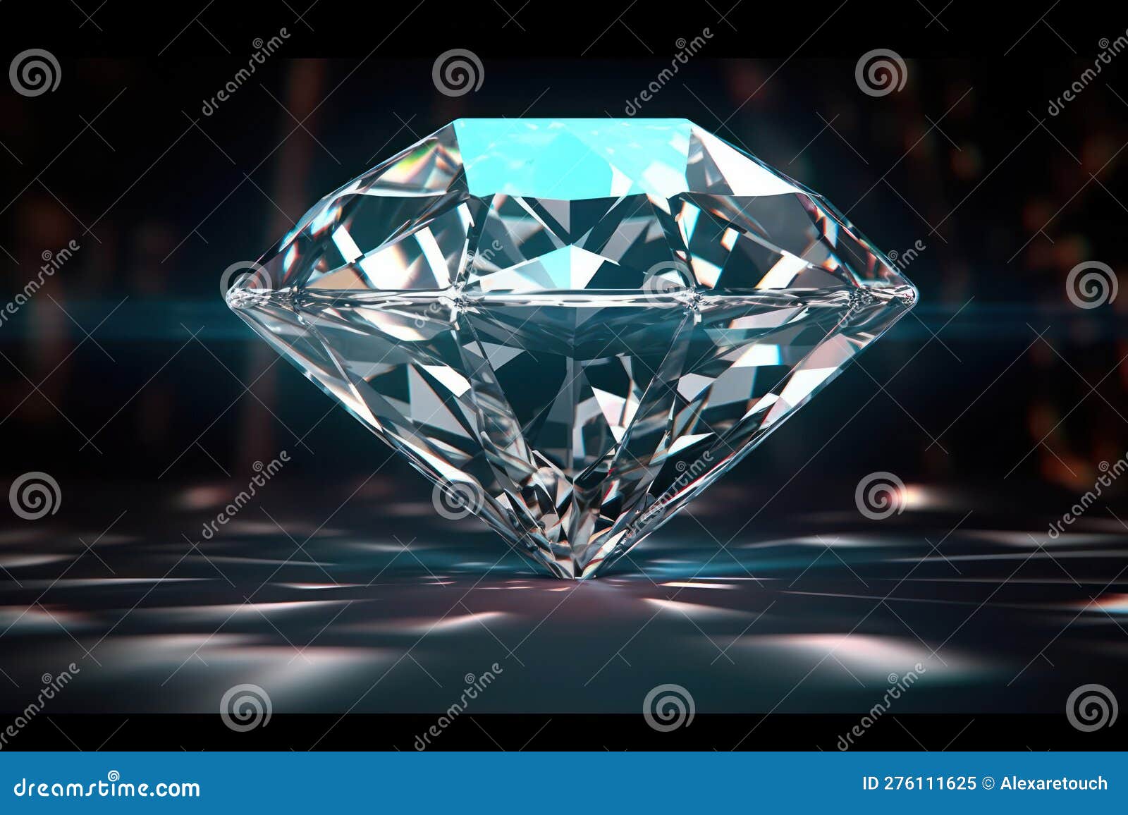 A Large Sparkling Diamond Refracting a Beam of Light on a Black ...
