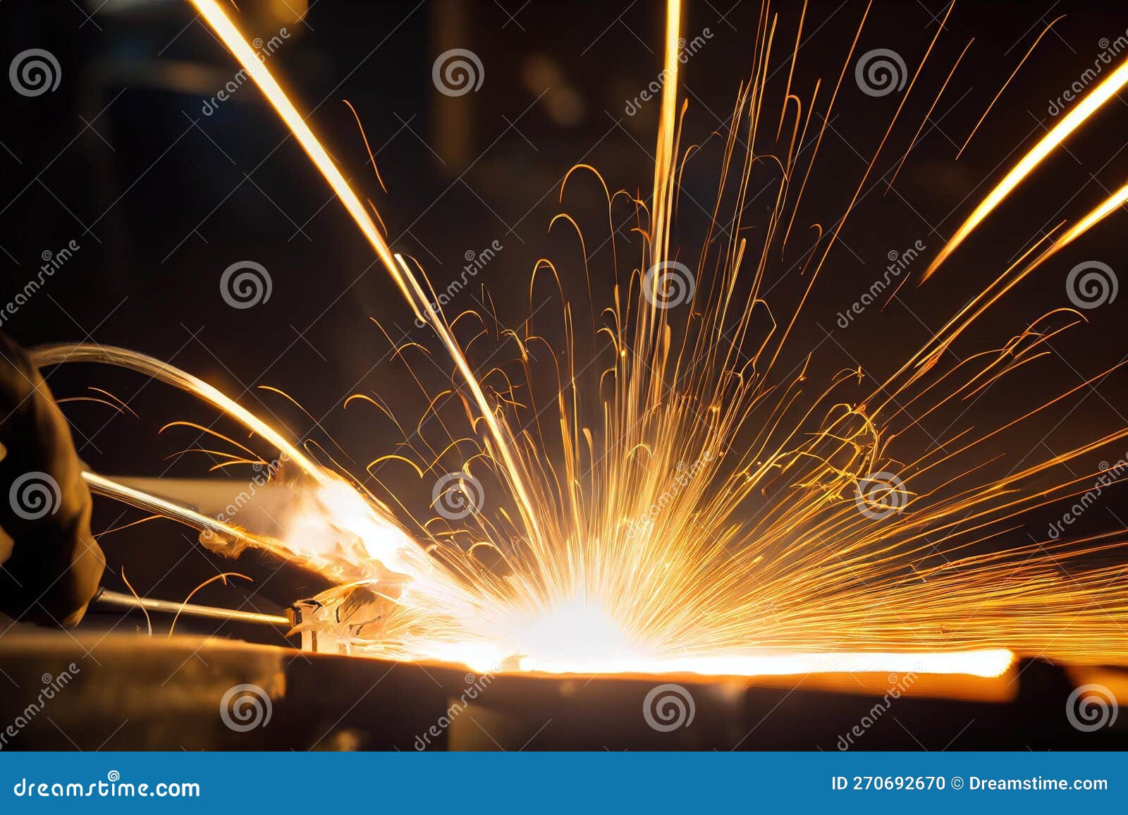 Large Sparks and Fire in Rolling Mill Welding Process. Stock ...