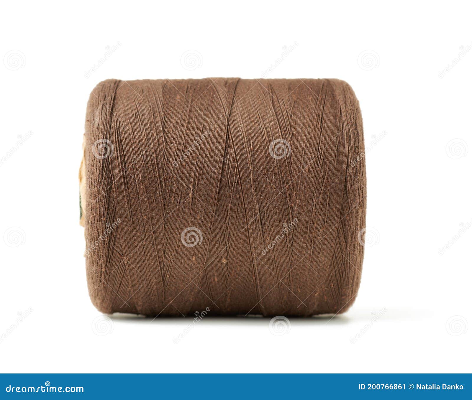 Large Spool with Brown Cotton Thread Isolated on White Background Stock ...