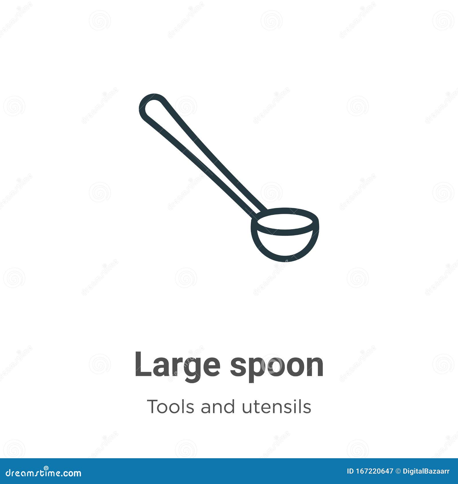 Large Spoon Outline Vector Icon. Thin Line Black Large Spoon Icon, Flat ...