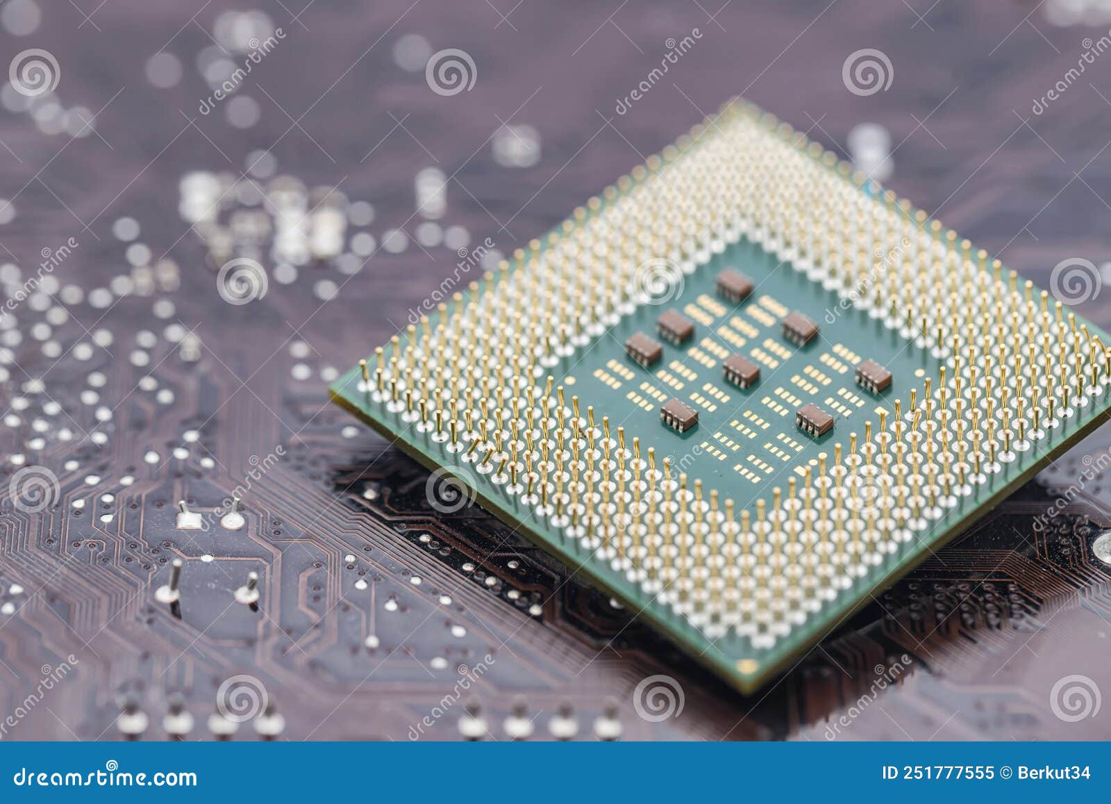 A Large Square Microprocessor for Computers Lies on Motherboard Stock ...