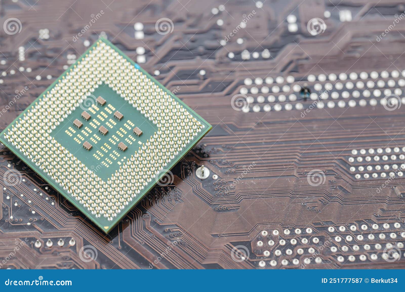 A Large Square Microprocessor for Computers Lies on Motherboard Stock ...