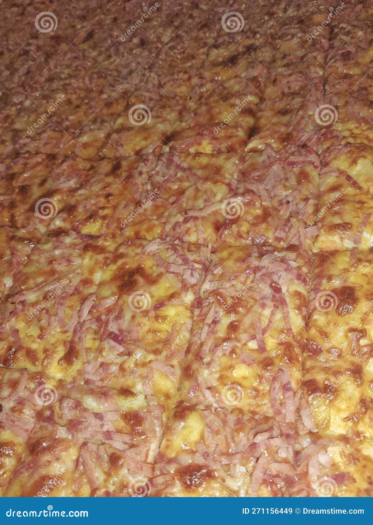 Large square sliced pizza stock image. Image of square - 271156449