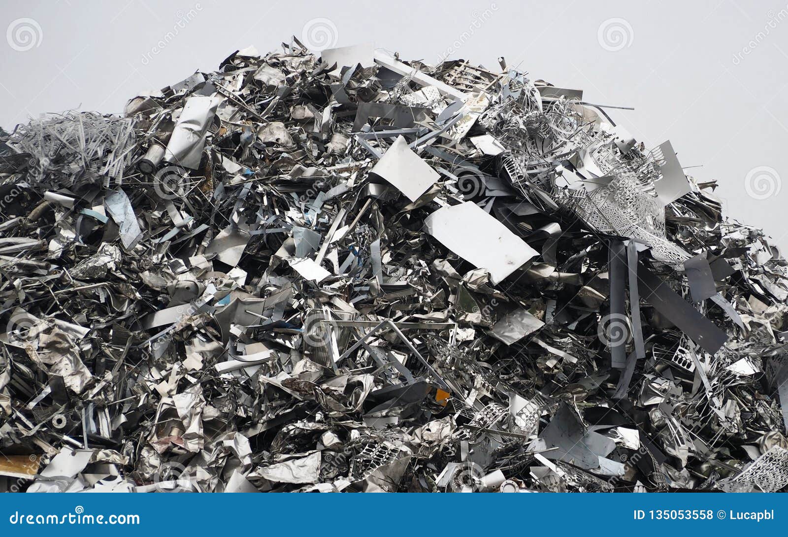 Large Stack of Aluminum and Ferrous Materials Scrap Ready for Recycling ...