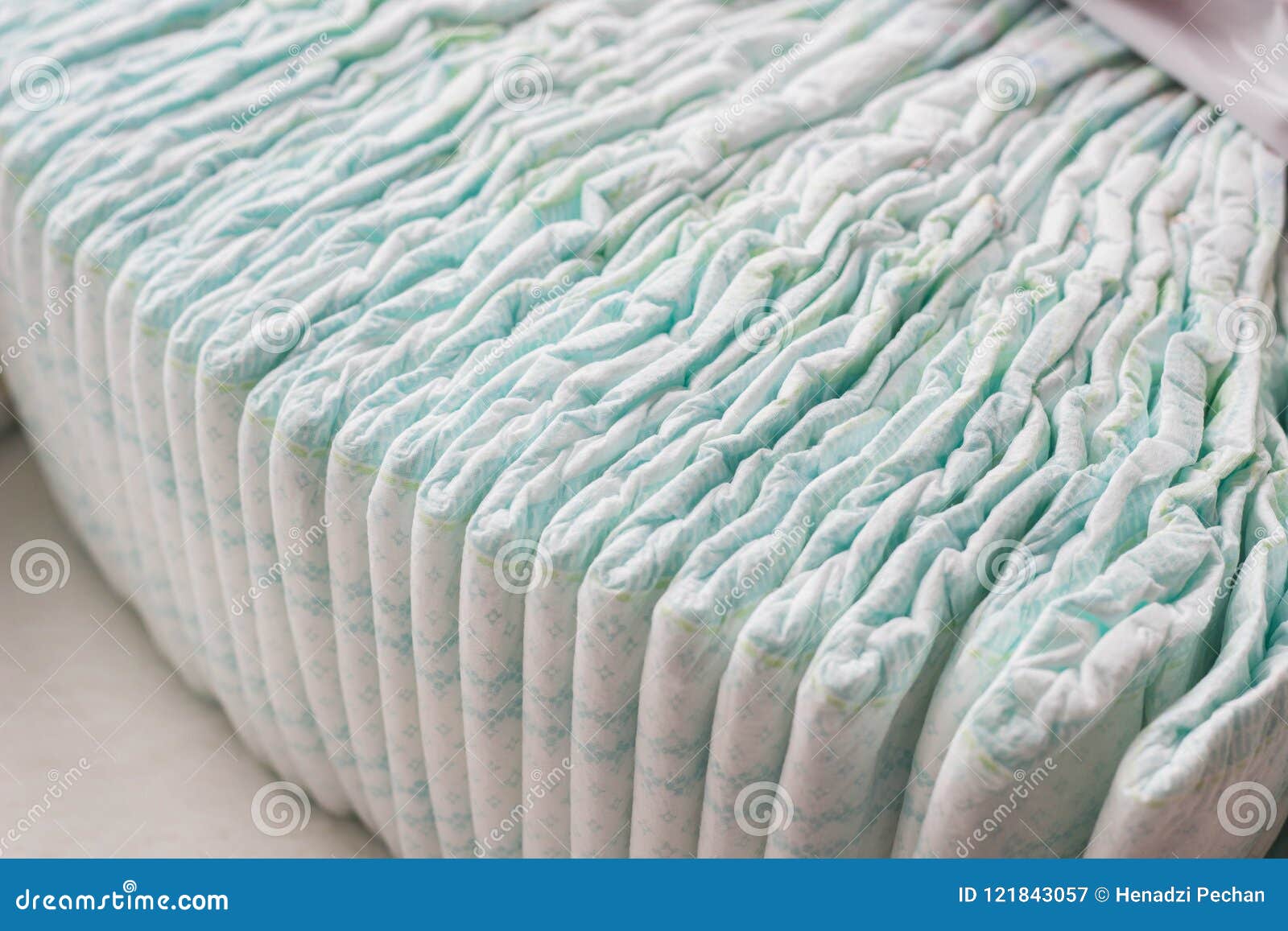 A Large Stack of Baby Diapers, Close-ups, Diaper Packaging Stock Image ...