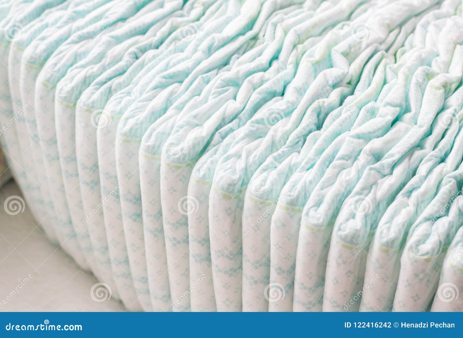 A Large Stack of Baby Diapers, Close-ups, Diaper Packaging Stock Photo ...