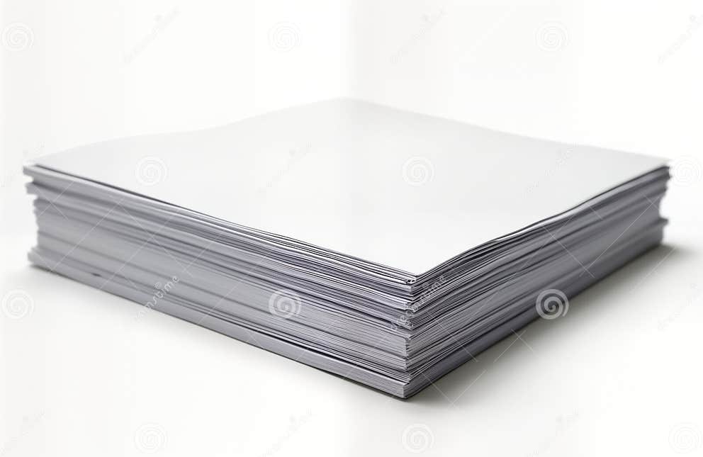 Large Stack of Blank White Papers Sits Isolated on White Background ...