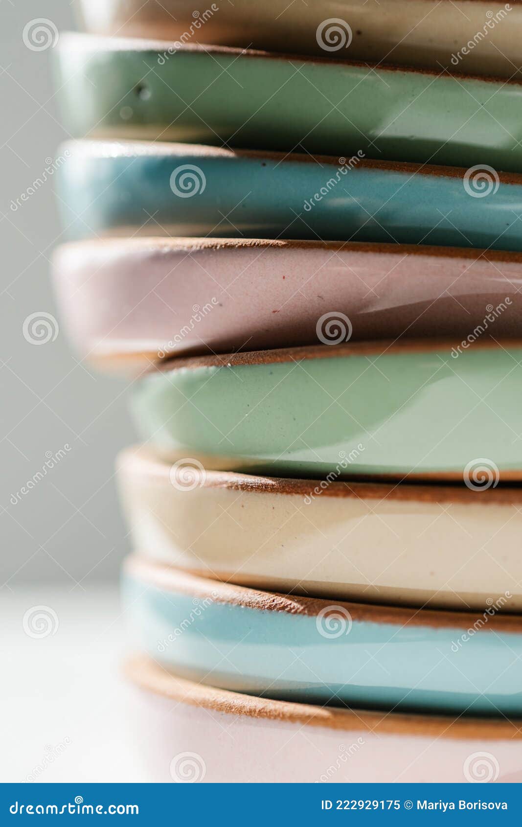 A Large Stack of Ceramic Cups in Pastel Colors. Stock Image - Image of ...