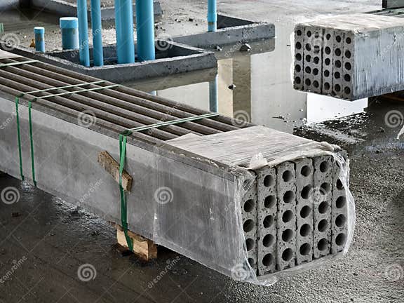 A Large Stack of Concrete Slabs on a Construction Site Stock Image ...