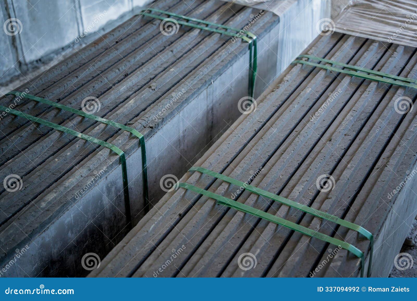 A Large Stack of Concrete Slabs on a Construction Site Stock Photo ...