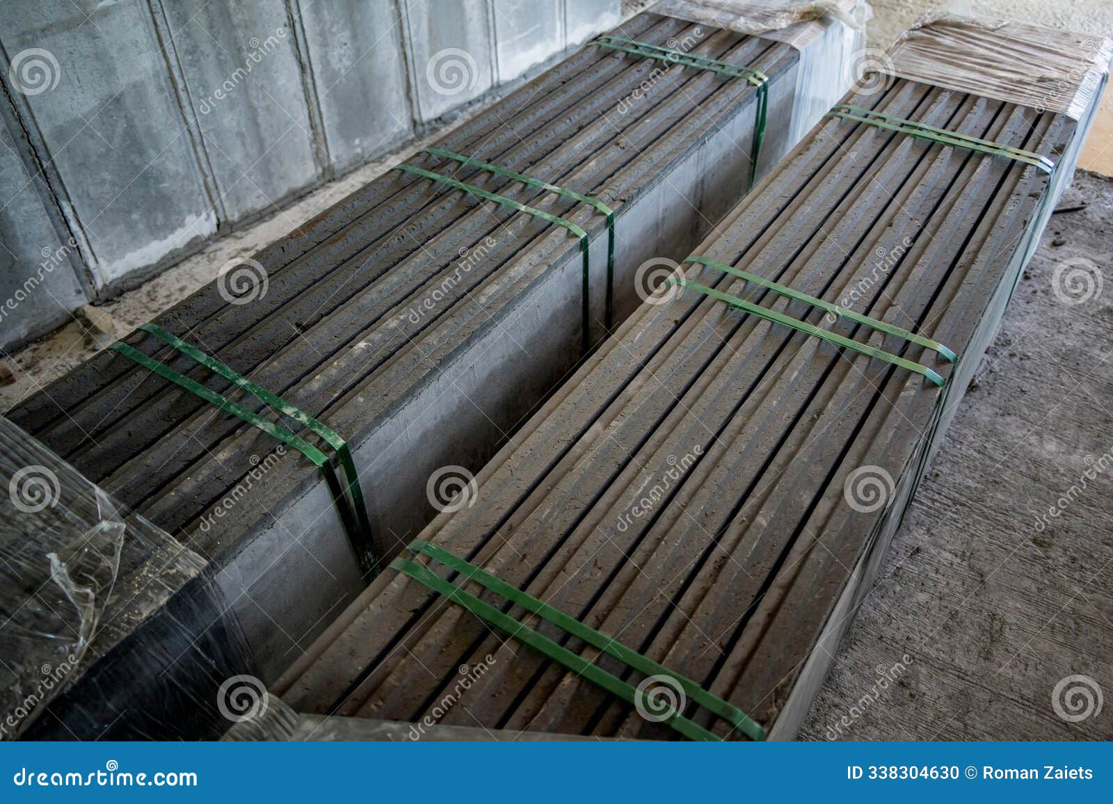 A Large Stack of Concrete Slabs on a Construction Site Stock Photo ...