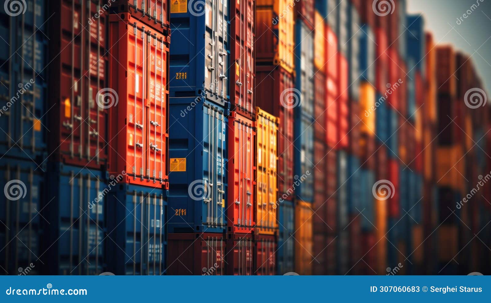 A Large Stack of Containers are Stacked on Top of Each Other, AI Stock ...