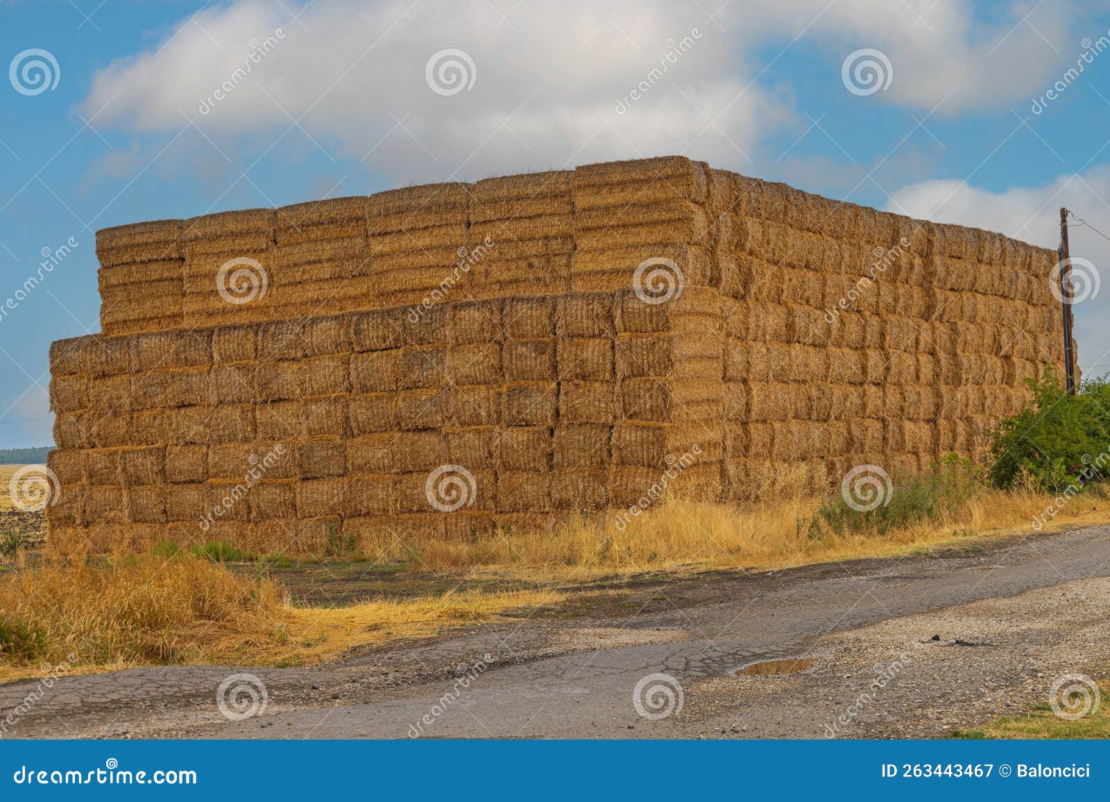 Square Hay Bale Stack stock image. Image of summer, conventional ...