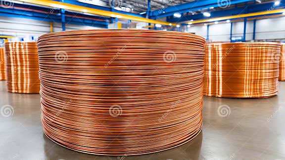A Large Stack of Copper Wire in a Warehouse Stock Photo - Image of ...