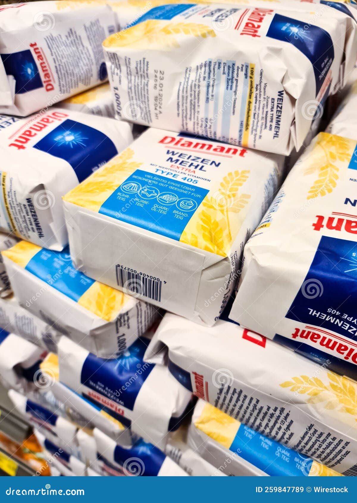 Large Stack of Diamant Brand Flour at the Supermarket Editorial Stock ...