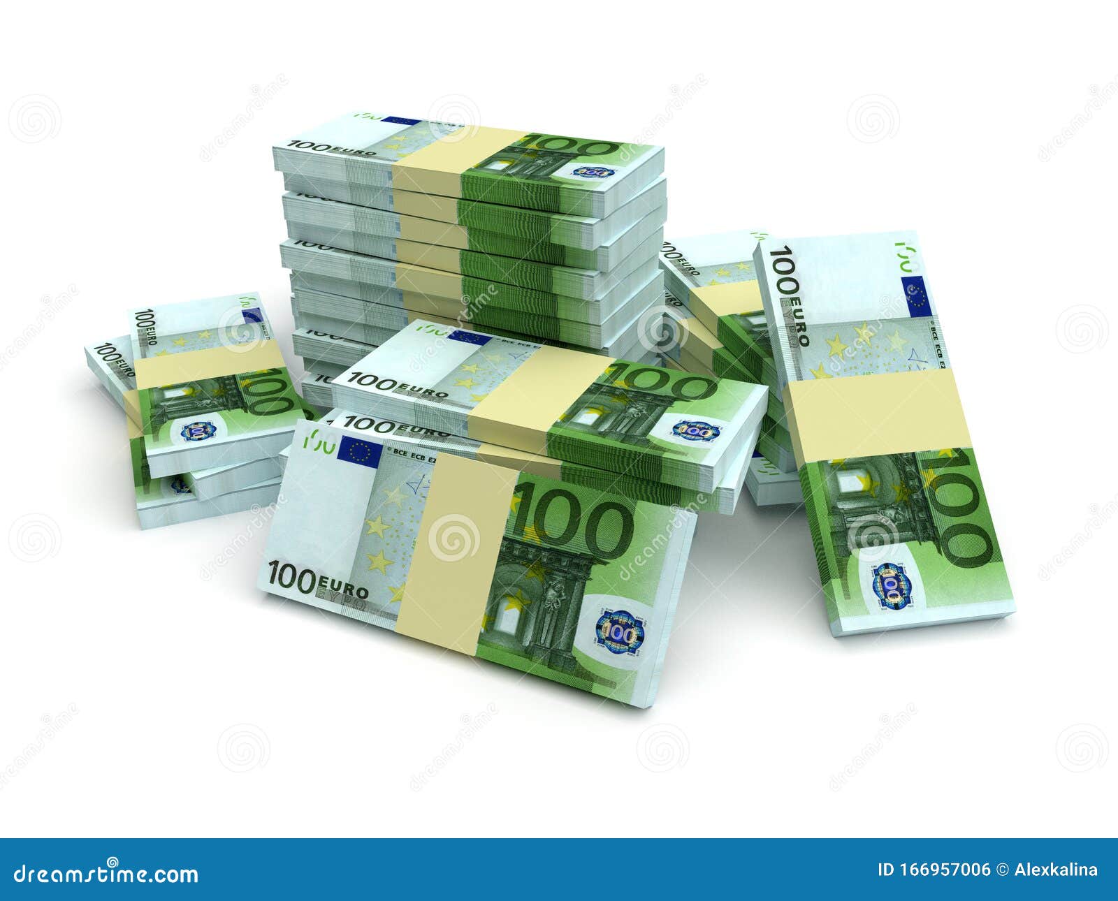 Large Stack of Euro Money on White Background Stock Illustration ...