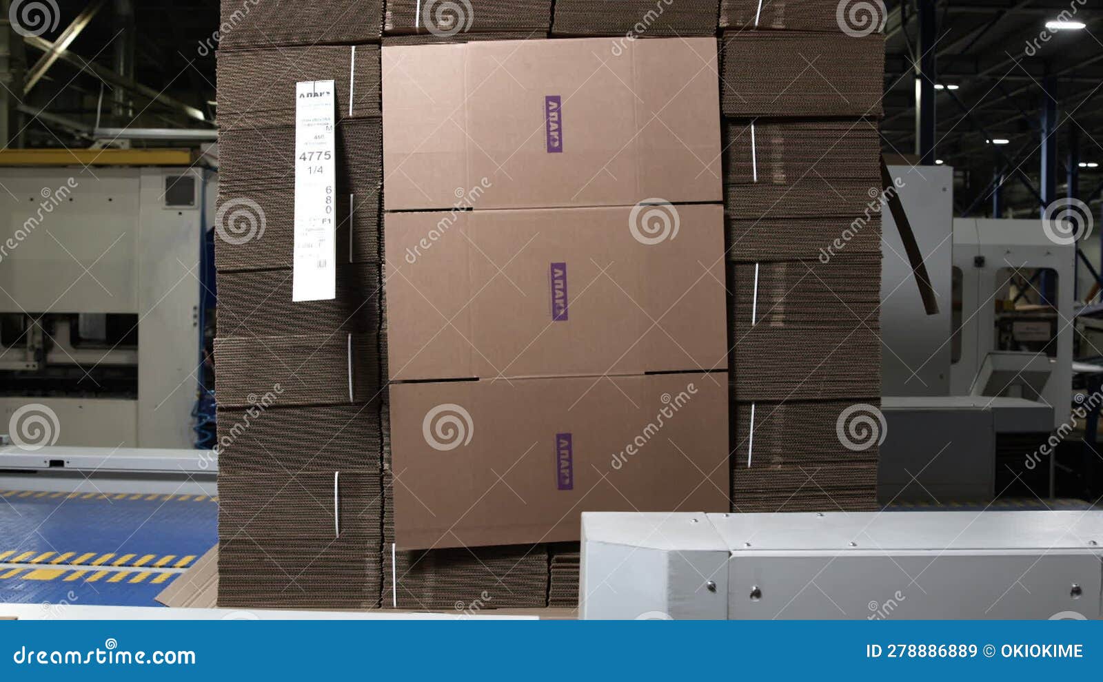 Large Stack of Folded Cardboard Boxes at Production Line Stock Video ...