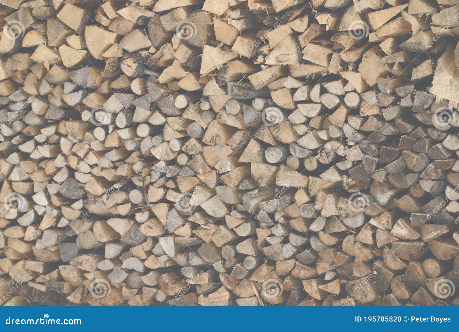 Large Stack of Logs Chopped Up for Firewood, Lightened & Faded for ...