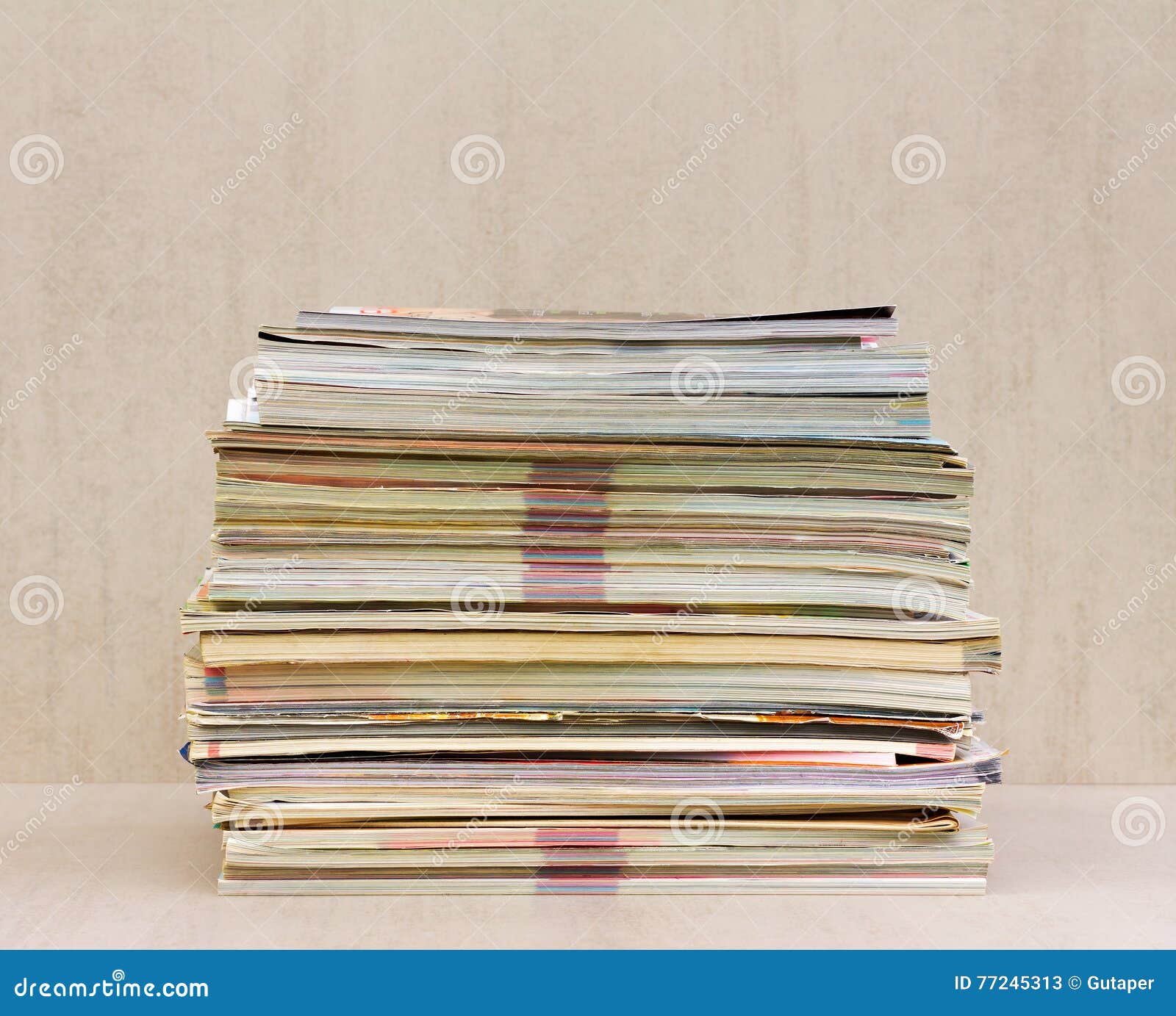 A Large Stack of Magazines Close-up Stock Image - Image of library ...