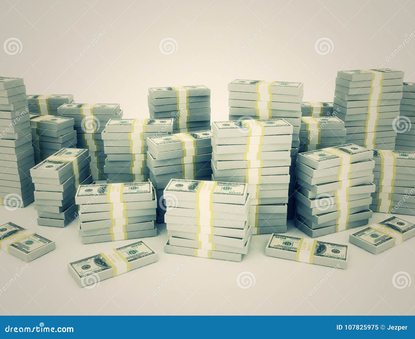 Large Stack of Money Us Currency Stock Illustration - Illustration of ...