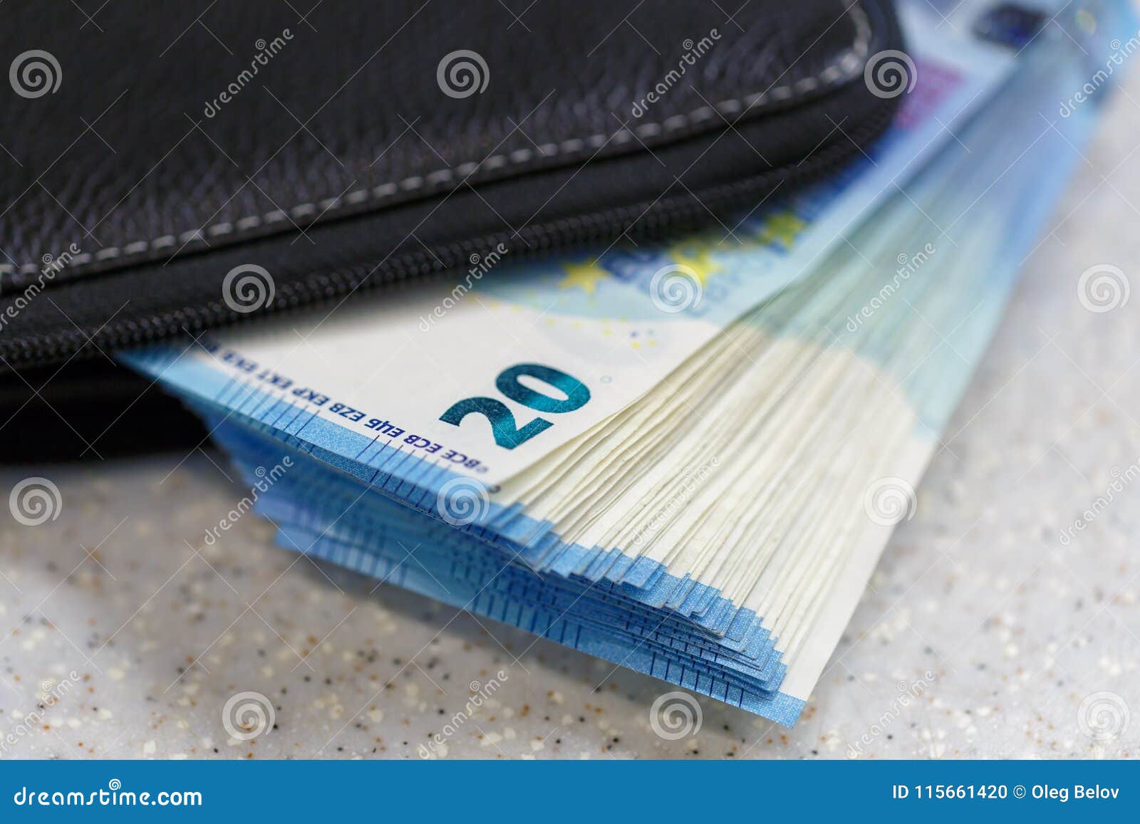 Large Stack of Money Worth 20 Euros are Stick Out of the Purse Stock ...
