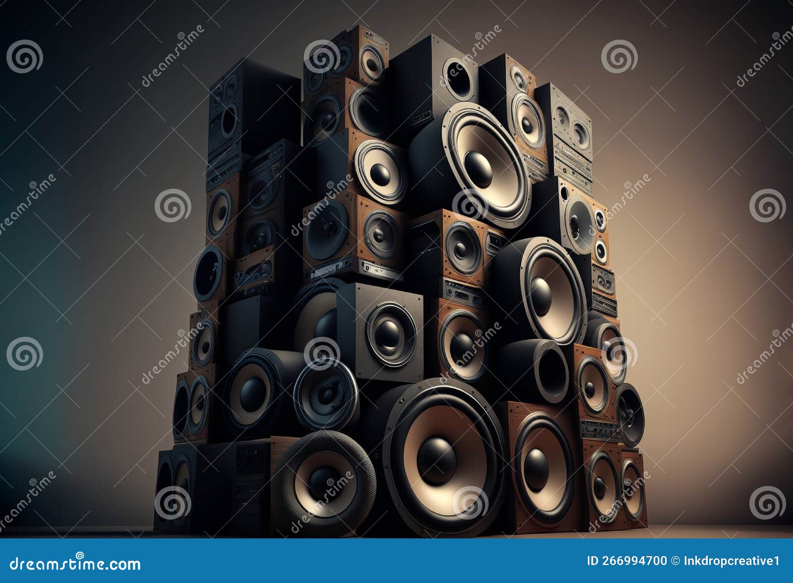 A Large Stack of Music Audio Speakers. Generative Ai Stock Illustration ...