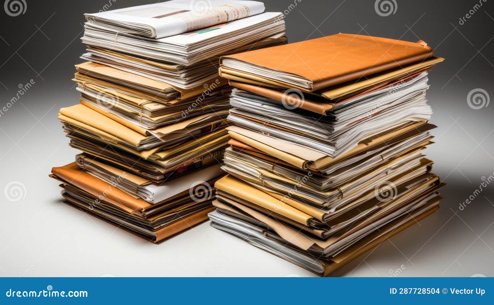 A Large Stack of Old Archival Documents. Generative AI. Stock Photo ...