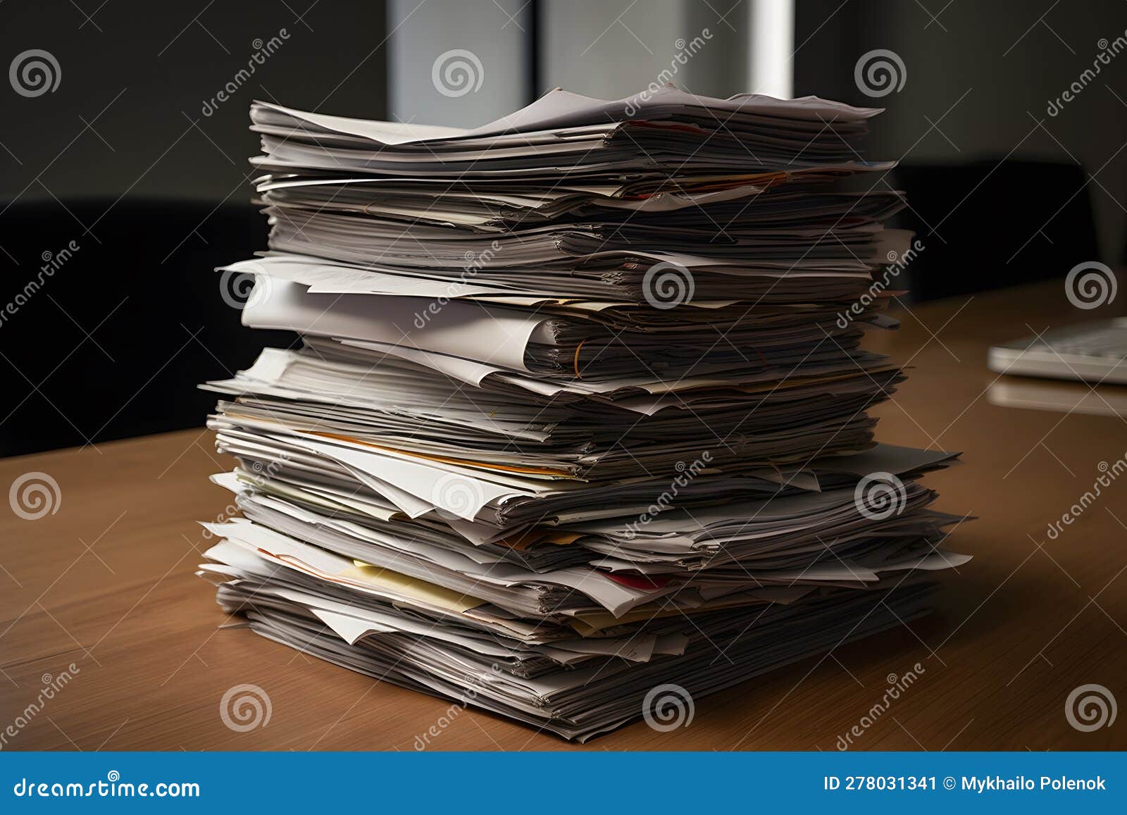 A Large Stack of Old Archival Documents. Neural Network AI Generated ...