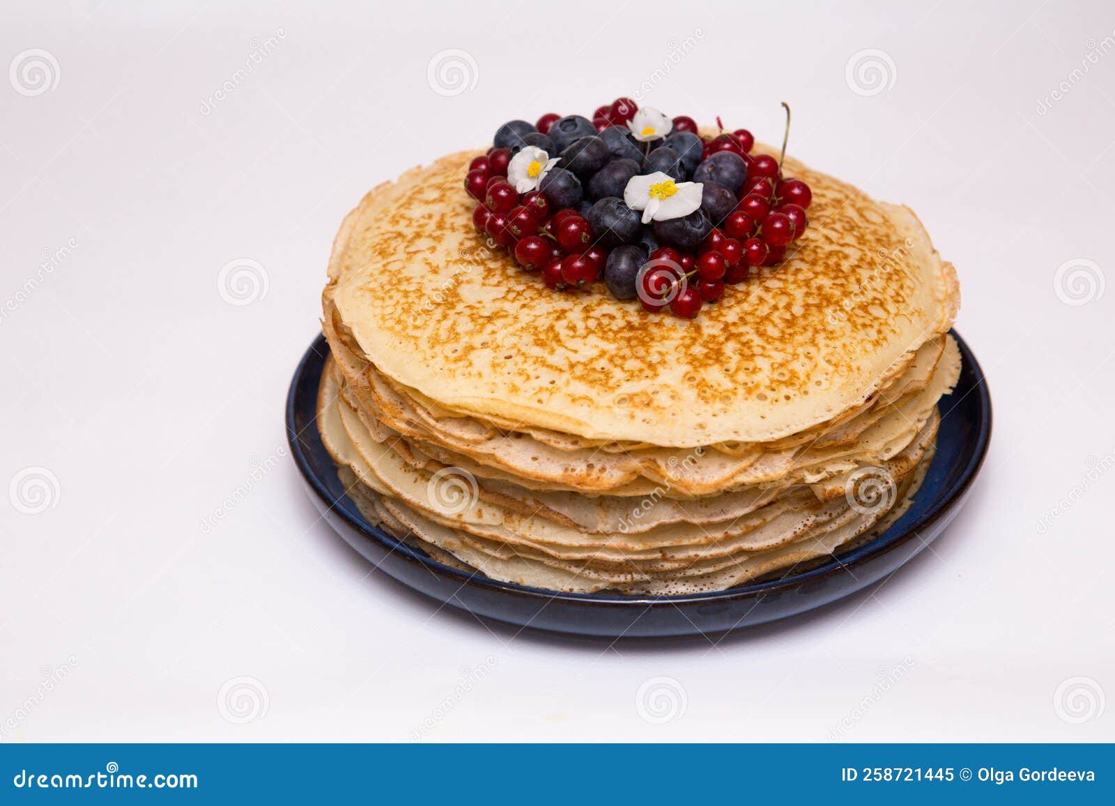 A Large Stack of Pancakes with Red Sweet Berries Editorial Image ...