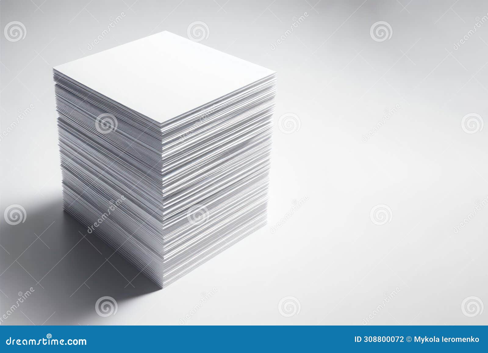 Large Stack of Paper on a Light Background. Space for Text. Stock Photo ...