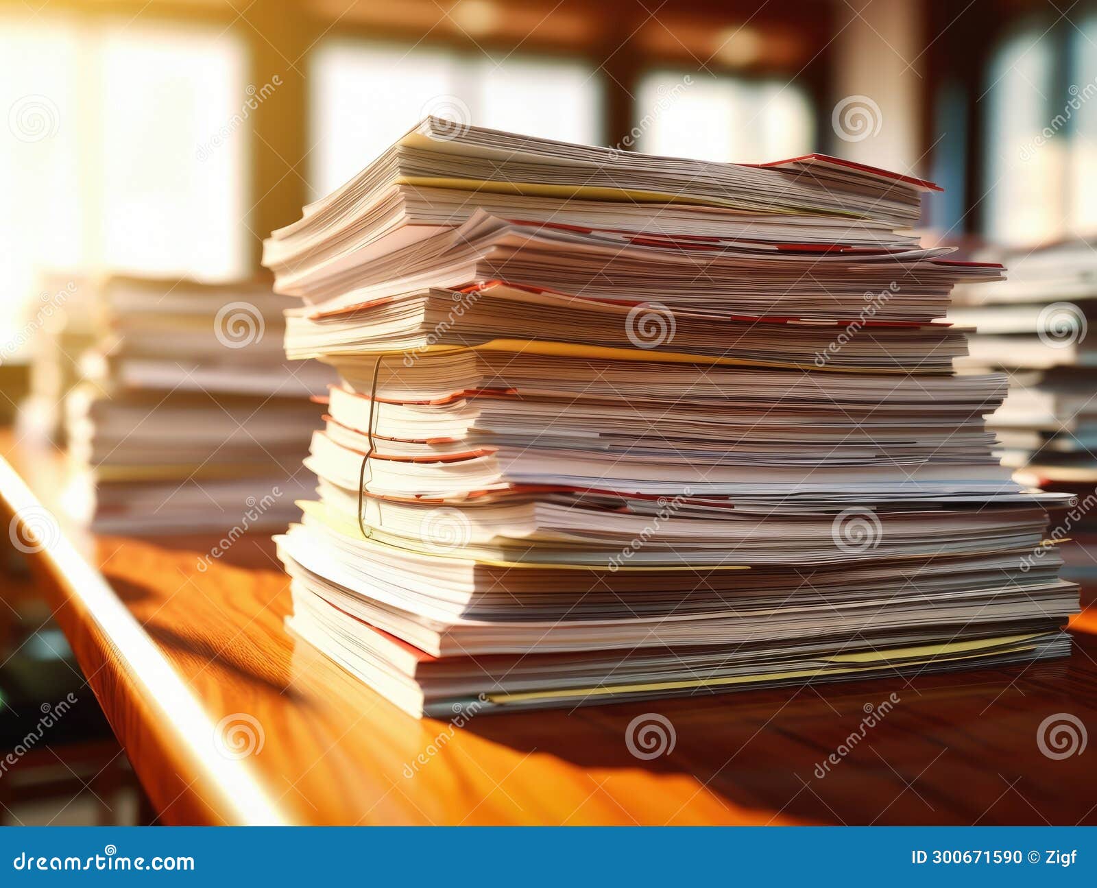 Large Stack of Paper, Likely Pile of Documents or Files, Sits on Top of ...