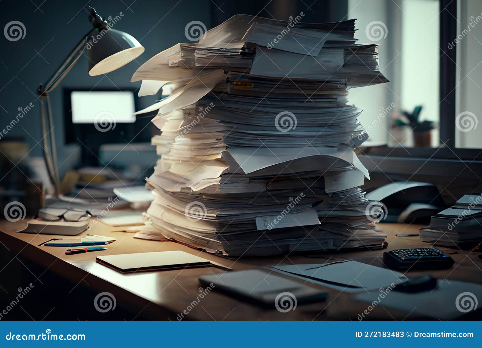 A Large Stack of Papers in the Office on the Desk. Business Analytics ...