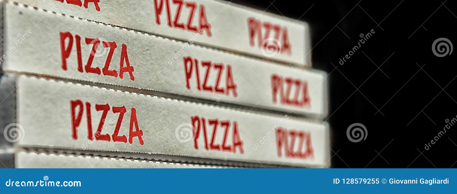 Large Stack of Pizza Boxes. Isolated Over Black Stock Image - Image of ...
