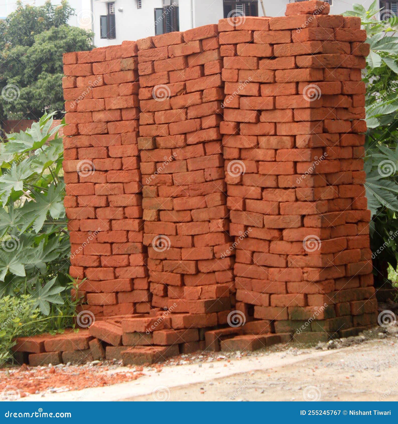 Stack of red bricks stock image. Image of stone, masonry - 255245767