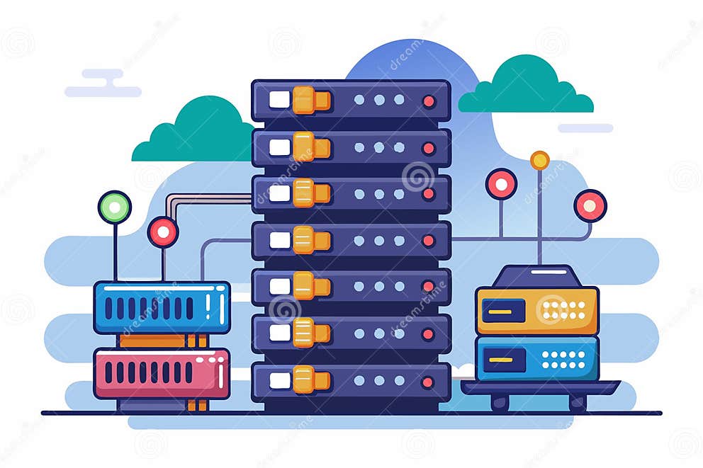A Large Stack of Servers Sitting Next To Each Other in a Data Center ...